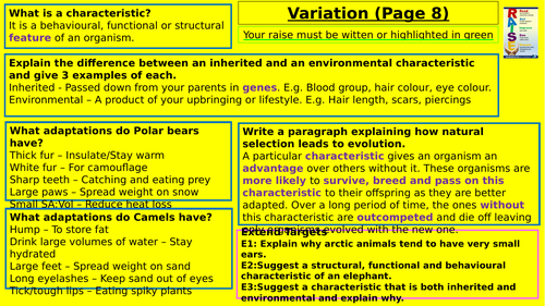 Year 7 Homework Booklet for Science with marking slides | Teaching Resources