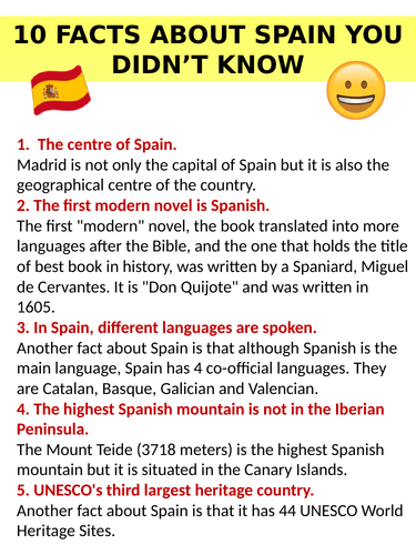 10 facts about Spain you did not know | Teaching Resources