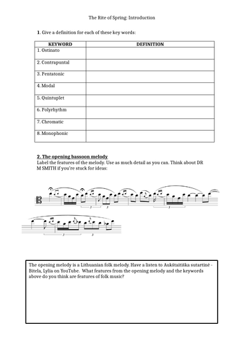 Rite of Spring Introduction Analysis | Teaching Resources