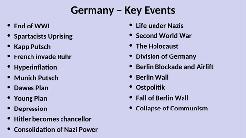GCSE History - Key events in German history - 1918 to 1991 | Teaching ... GCSE History - Key events in German history - 1918 to 1991 | Teaching ...