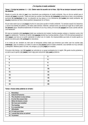 Spanish Environment / El medio ambiente: 20 GCSE Resources | Teaching ...