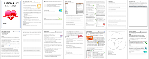 GCSE RS Religion and Life Homework Pack - Revision Pack | Teaching ...