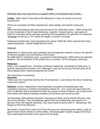 CIE Alevel History 9389 Holocaust Full notes on Historians Key Figures ...