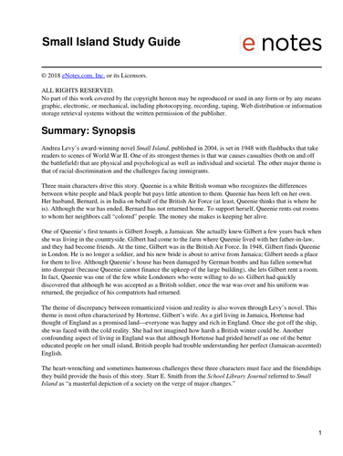 Small Island - AS Teaching Pack | Teaching Resources