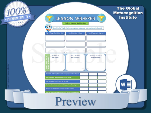 Lesson Wrappers (x10) [Metacognition, Metacognitive Strategy ...