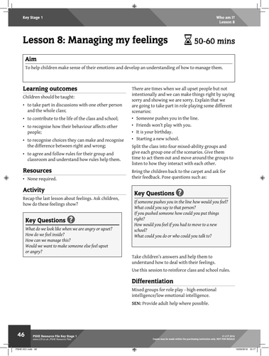 Year 1 and 2 (KS1) Managing Emotions PSHE | Teaching Resources