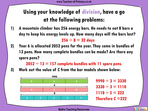 Short Division - Year 6 | Teaching Resources