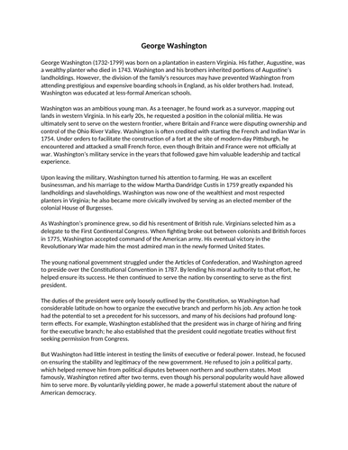 What impact did the early presidents have? | Teaching Resources