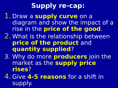 Economics: Supply Powerpoint (NEW SPEC) - Edexcel | Teaching Resources