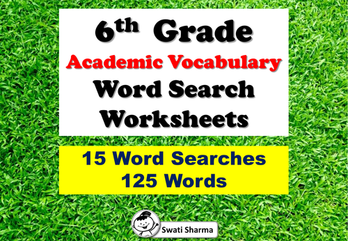 6th Grade Academic Vocabulary Word Search Worksheets | Teaching Resources