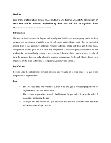 Gas Law | Teaching Resources