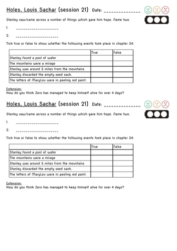 Holes, Louis Sachar - Full Novel Study/Whole class reading planning ...
