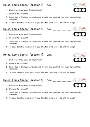 Holes, Louis Sachar - Full Novel Study/Whole class reading planning ...