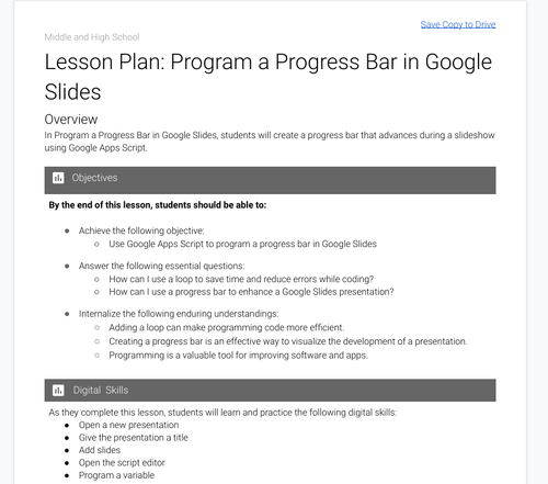 Program a Progress Bar | Teaching Resources