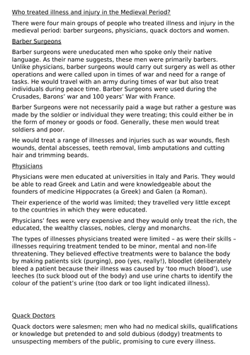Year 9 Introduction to Medicine Through Time | Teaching Resources