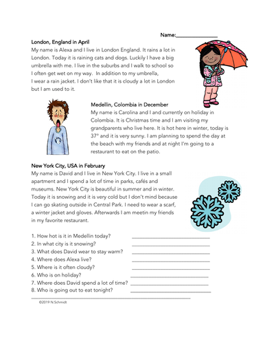 The Weather in My City Easy Reading (ESL / ELL /ELA) | Teaching Resources