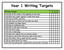 Year 1 - Writing Targets | Teaching Resources