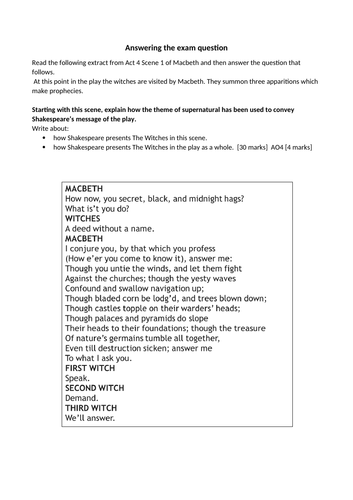 AQA English Literature Macbeth Planning an Exam Question - 2 | Teaching ...