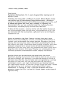 Writing a diary entry on a visit to Shakespeare's Globe Theatre ...