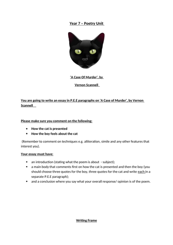 Writing a P.E.E on Vernon Scannell's 'A Case for Murder' poem ...