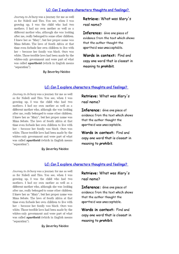 Journey to Jo'burg whole text planning and resources for upper KS2 (6 ...