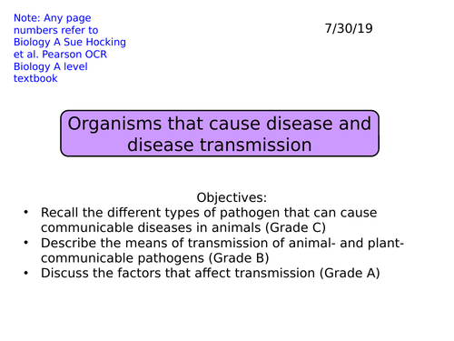 Communicable diseases: Organisms that cause disease & Transmission of ...