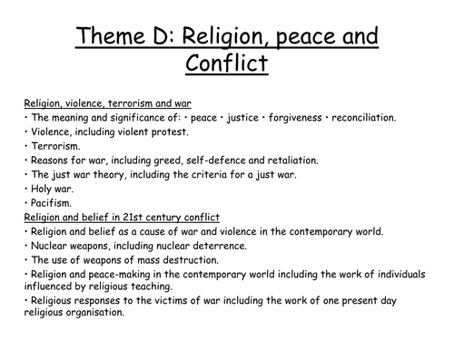 REVISION FOR WAR, PEACE AND CONFLICT AQA RS | Teaching Resources