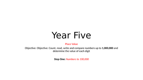 Year 5 Objective Count, read, write and compare numbers up to 1,000,000 ... Year 5 Objective Count, read, write and compare numbers up to 1,000,000 ...