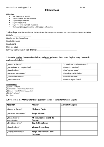 Big resources pack on basic intros in Spanish - beginners | Teaching ...