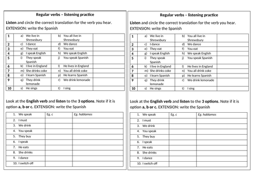 Regular verbs resources pack beginners Spanish | Teaching Resources