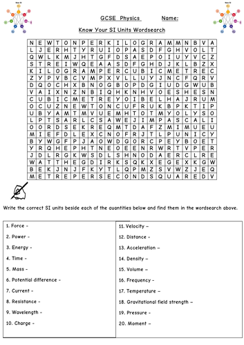 GCSE Physics SI Units Wordsearch | Teaching Resources