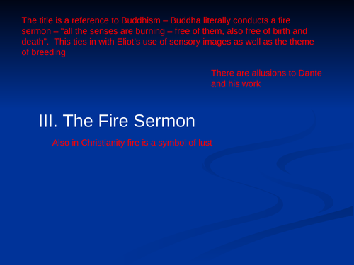 T. S. Eliot - The Waste Land : The Fire Sermon - Annotated third part ...
