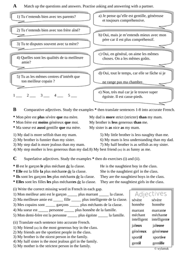 GCSE French - Relationships with family and friends : Ma famille et mes ...