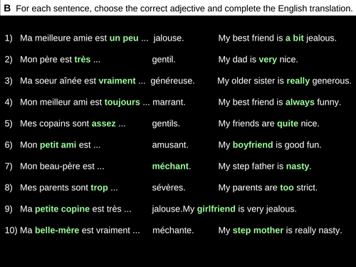 GCSE French - Relationships with family and friends : Ma famille et mes ...