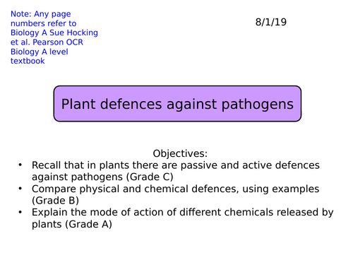 Plant defence mechanisms Year 12 biology Module 4 Communicable Diseases ...