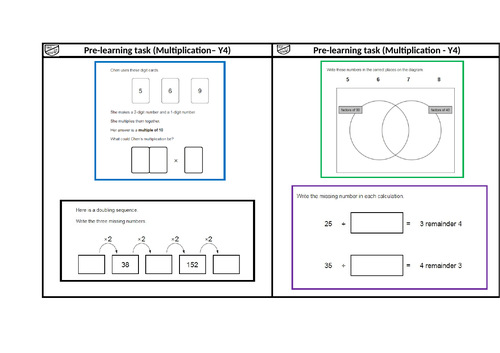 Year 4 differentiated maths pre-learning tasks | Teaching Resources