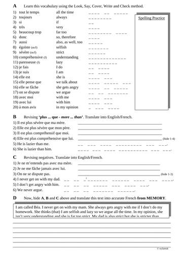 GCSE French - Relationships with family and friends: Ma famille et mes ...