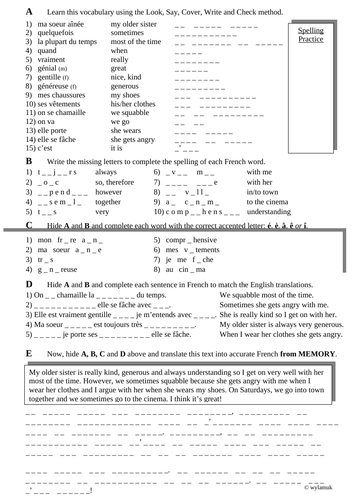 GCSE French - Relationships with family and friends: Ma famille et mes ...