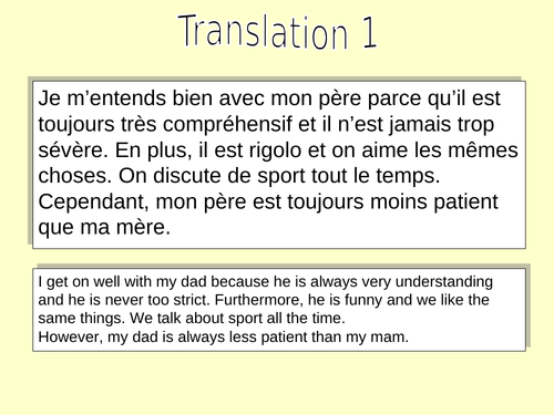 GCSE French - Relationships with family and friends: Ma famille et mes ...