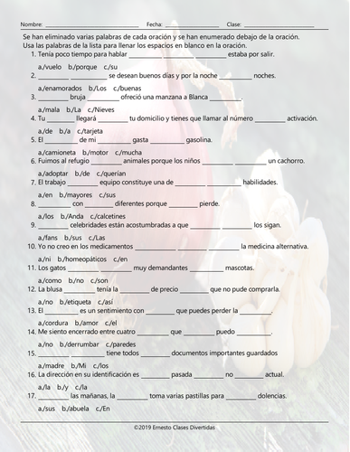 Common Nouns 1 Missing Words Spanish Worksheet | Teaching Resources