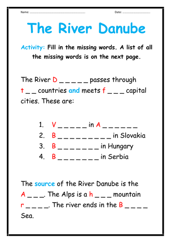 The River Danube - 7 pages of activities | Teaching Resources
