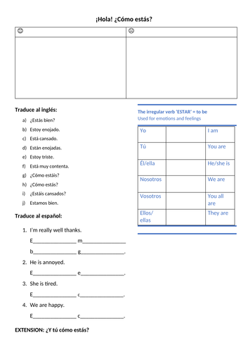 Estar present tense resources Spanish beginners | Teaching Resources
