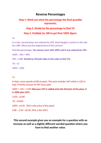 Percentage and interest | Teaching Resources