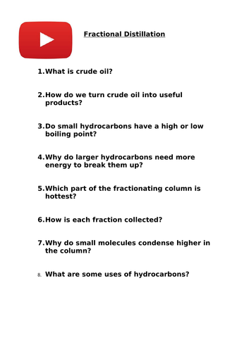 Fractional distillation KS3 | Teaching Resources