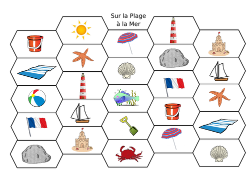 French - On the Beach at the Sea - Sur la Plage à la Mer - Worksheets ...