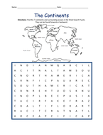 THE CONTINENTS WORD SEARCH PUZZLE | Teaching Resources