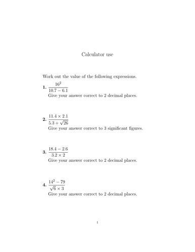 Calculator use worksheet no 2 (with answers) | Teaching Resources
