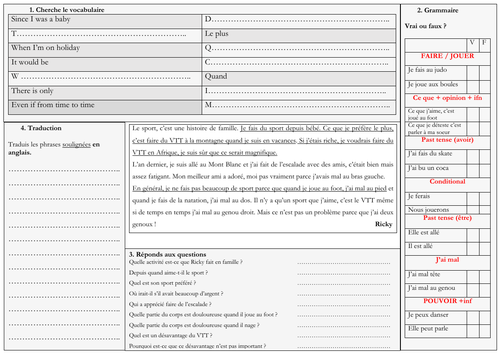 KS3 - French Allez 1 Bouger c'est important (8.1 -8.2 -8.3 - 8.4 ...