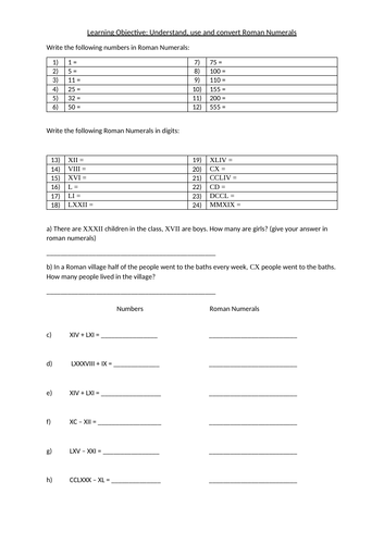 Roman Numerals | Teaching Resources