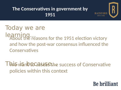 AQA 7042 2S Britain - the Conservatives by 1951 and the post-war ...